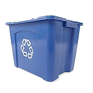 Rubbermaid Commercial Products, Recycling Bin/Box for Paper and Packaging, Stackable, 14 GAL, for Indoors/Outdoors/Garages/Homes/Commercial Facilities, Blue (FG571473BLUE)