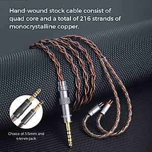 LETSHUOER D13 Custom 13mm Dynamic Driver in-Ear Monitor, DLC Diaphragm HiFi in-Ear Earphone IEMs with Dual Cavity Design (Black, 3.5mm)