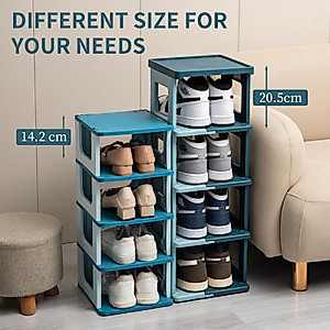 HAIXIN Shoe Rack Organizer, 5 Tier Collapsible Shoe Storage Cabinet Entryway, Sneaker Rack for Men, Sturdy Wide Shoe Stand, Free Standing Shoe Racks for Bedroom, Closet, Garage(Dark & Light Blue)