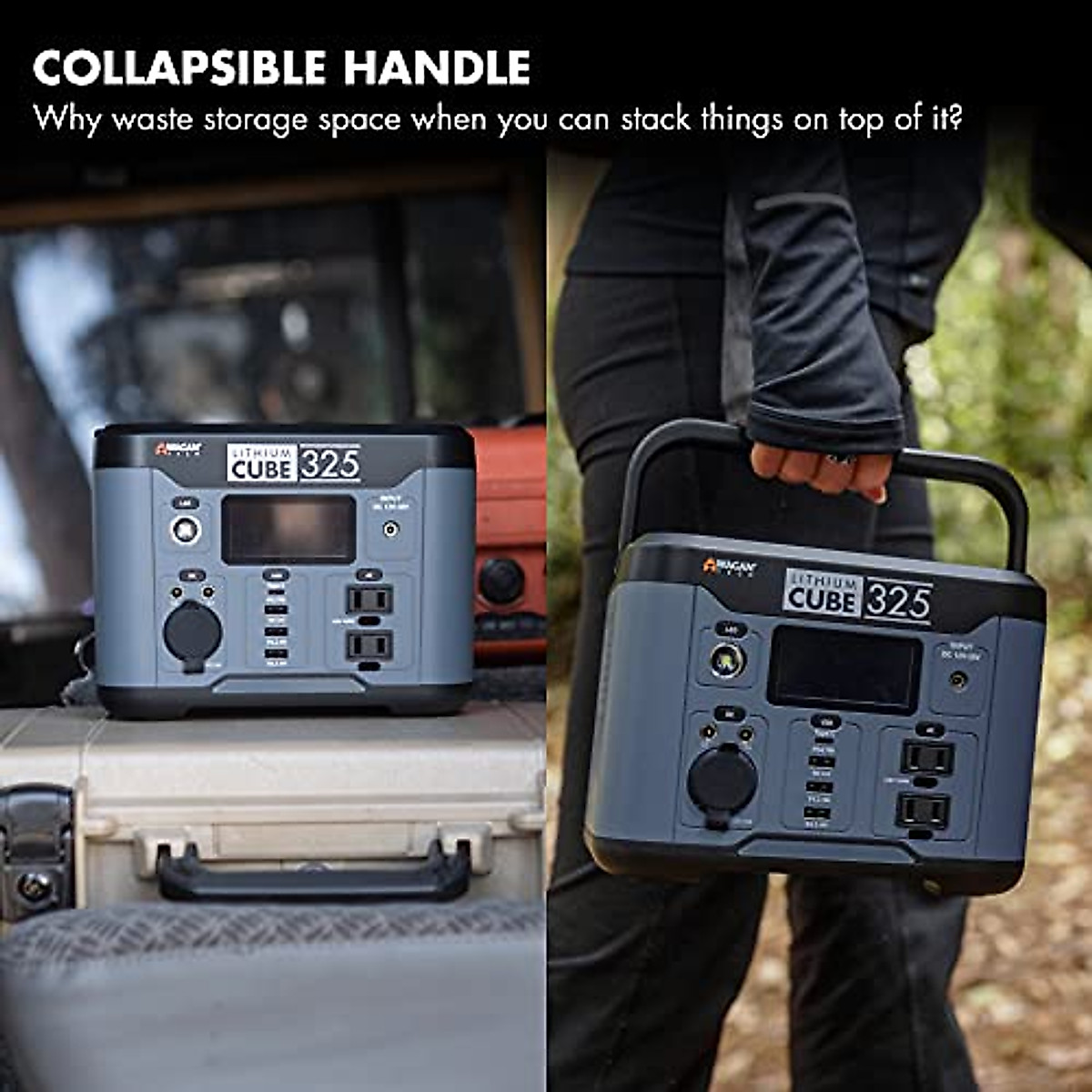 Wagan EL8832 Lithium Cube Portable Power Station 324Wh Backup Lithium Battery 120V 300W Pure Sine Wave AC Outlet 12V DC Outlet USB Outlet Solar Generator for Outdoors Camping Travel Hunting Emergency