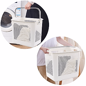Tstorage 42 L Plastic Laundry Baskets with Handles, White Plastic Hamper for Clothes, 4 Packs