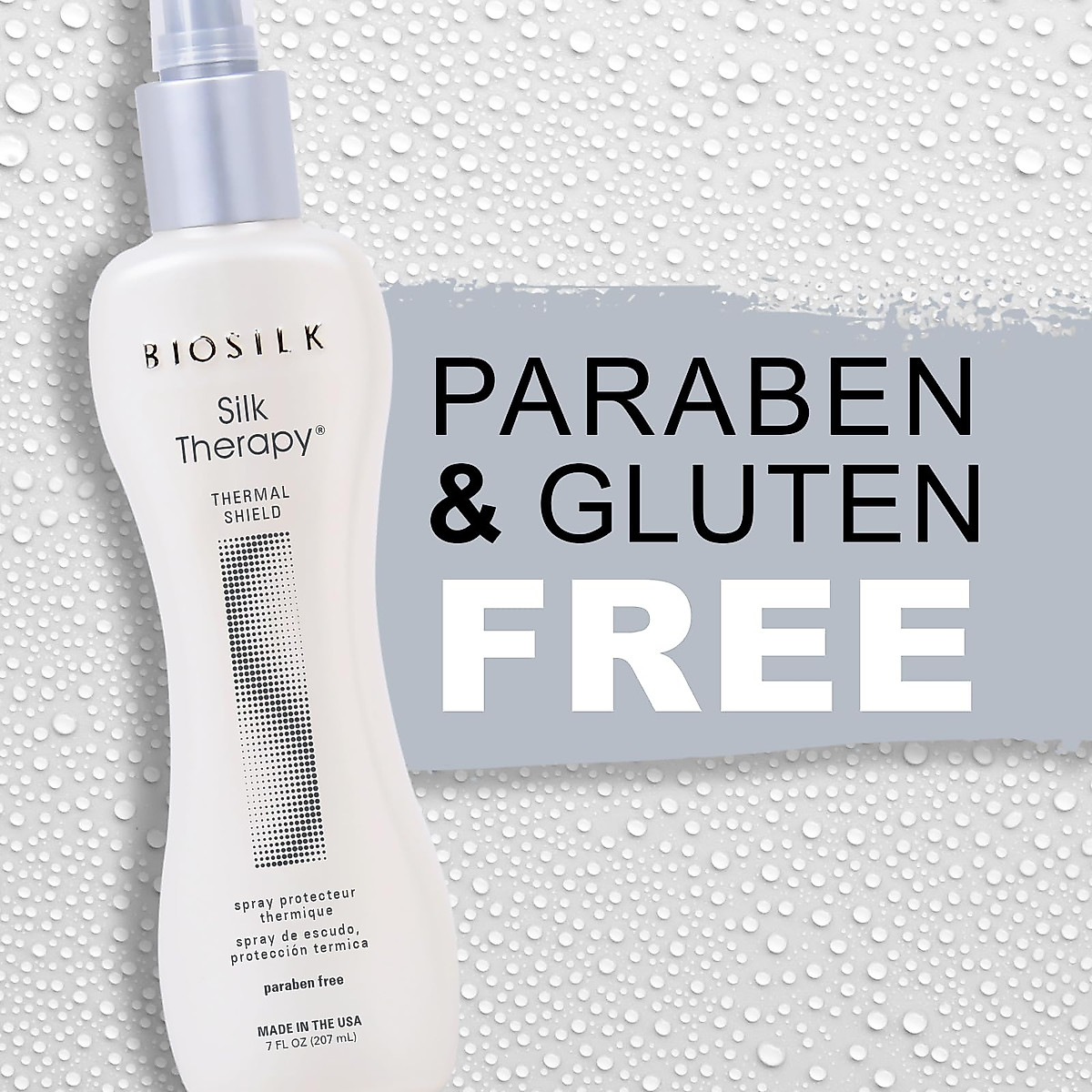 BioSilk Silk Therapy Thermal Shield Protection Spray, Helps Shield Hair From Thermal Damage & Hold Styles, Sulfate, Paraben, & Cruelty-Free, 7 Oz