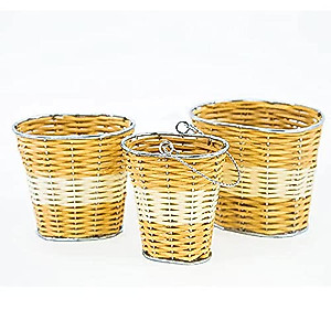 Generl Oval-3 pieces-wicker hand-woven Easter basket 7 inches, 5 inches, 3 inches, with handle) Woven frame-oval willow basket with stainless steel lining