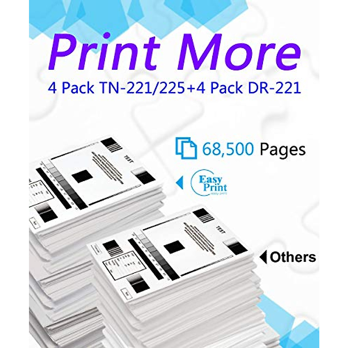 (Toner Set + Drum Set) Compatible TN221-225 Toner Cartridge and DR221CL Imaging Drum Unit Used for Brother HL-3140CW MFC-9130CW MFC-9140CDN DCP-9020CDN Laser Printer (Total 8-Pack), by EasyPrint