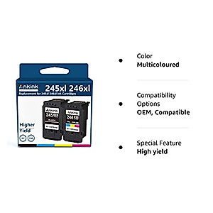 Ankink Higher Yield 245XL 246XL Ink Cartridge Black Color Combo Fit for Cannon MX490 MX492 MG2522 TS3100 TS3122 TS3300 TS3322 TS3320 TR4500 TR4520 TR4522 MG2500 Printer Canon PG 245 CL 246 XL