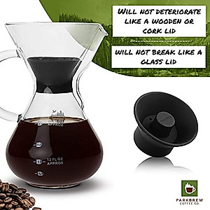 Chemex Pour Over Coffee Lid – Made by ParkBrew Coffee Co. and Fits Chemex 6, 8, and 10 Cup PourOver Coffee Carafe, Bodum, Bean Envy, Coffee Gator, and Other Classic Pour Over Coffee Makers or Drippers