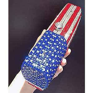 National Flag Crystal Clutch Purses Evening Bags Handbags for Women Formal Party USA American Flag Rhinestones Crossbody Bags Blue Red