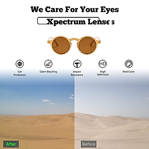 Xpectrum Lightweight Unisex Small Round Sunglasses Hippie Circular Plastic Frame Retro Lennon Style Boho Glasses (Sugar Brown, 47)