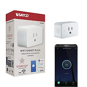 Satco S11270 Starfish 3-Inch On/Off and Dimmer WiFi Smart Plug Outlet, Works with Siri, Alexa, Google Assistant, SmartThings, White