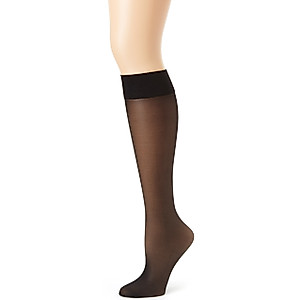 Hanes Silk Reflections Women's Alive Full Support 2 Pack Sheer Knee Highs, Jet, One Size