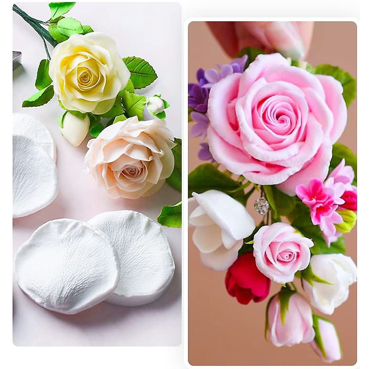 23 Pieces Rose Petal Leaf Veiner Cutter Mold Stainless Steel Cookie Cutter Molds Rose Flower Fondant Mould for Wedding,Birthday Cake Decorating Kitchen Tool