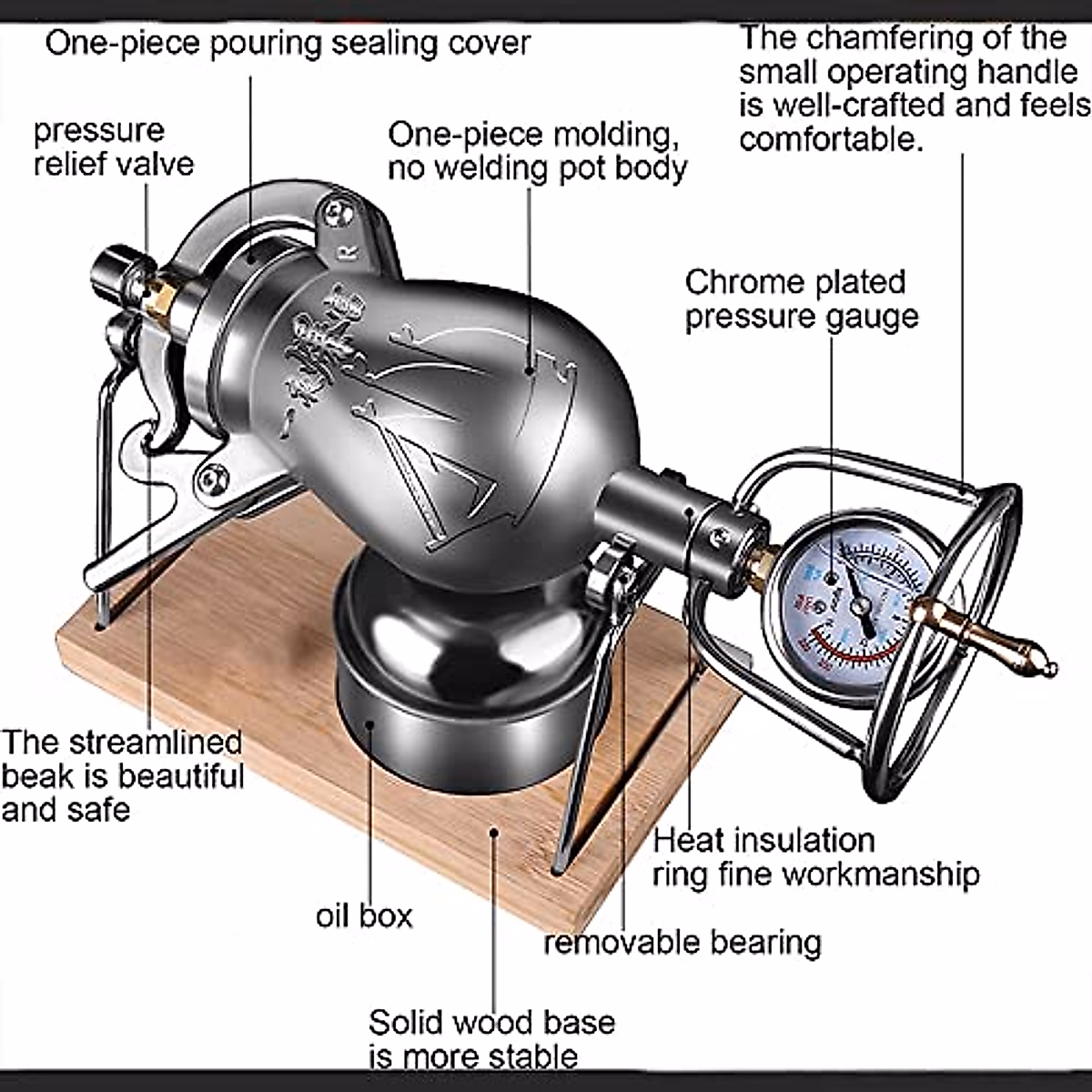 SRMNFADZ Stainless Steel Popcorn Maker, Manual Crank Popcorn Popper, High Pressure Popcorn Maker Machine, Chinese Popcorn Cannon for Family Gathering Party Fun