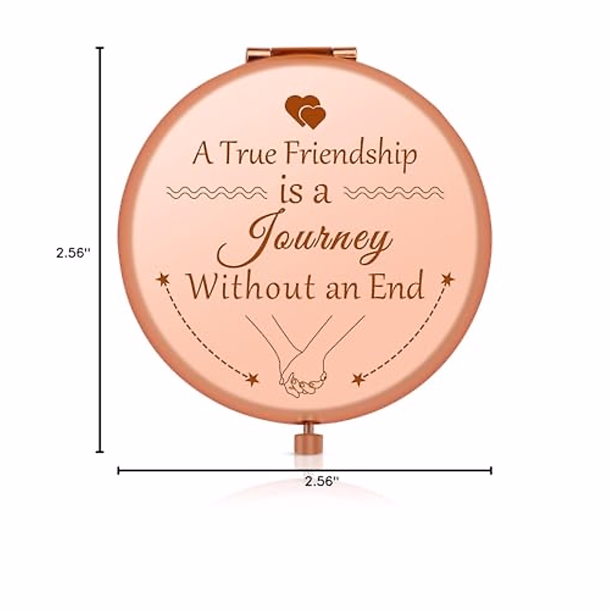 Friendship Gifts for Sister for Best Friends Rose Gold Compact Mirror Birthday Gifts for BFF Bestie Graduation Gifts for Soul Sister True Friendship Gifts for Women Girl