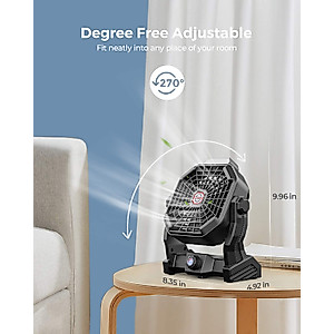 Camping Fan with LED Lantern, 10400 mAh 9 Inch Rechargeable Battery Powered Fan with 270°Head Rotation, Stepless Speed and Quiet Battery Operated Tent Fan for Picnic, Barbecue, Fishing, Travel, Home