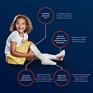 Core-Spun Patterned Child AFO Socks by SmartKnit- Halos 3 Pack - White/Grey/Black - Child Small