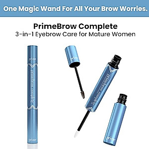 Prime Prometics PrimeBrow Complete – 3-in-1 Eyebrow Care for Mature Women – Eyebrow Mousse Tints, Magic Spoolie Brush Shapes, Eyebrow Growth Serum Fills Bald Spots (Taupe)