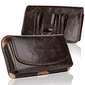 Belt Holster Case for iPhone 14 Pro Max 14 Plus, Horizontal Cell Phone Belt Holder Pouch Case with Clip for iPhone 13 Pro Max iPhone 12 Pro Max 8 Plus Pixel 6 Galaxy S22+ Plus S23+(Brown)