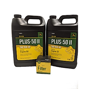 John Deere Original Equipment Oil Change Kit Filter and Oil - (1) M806418 + (2) Gallons 15W-40