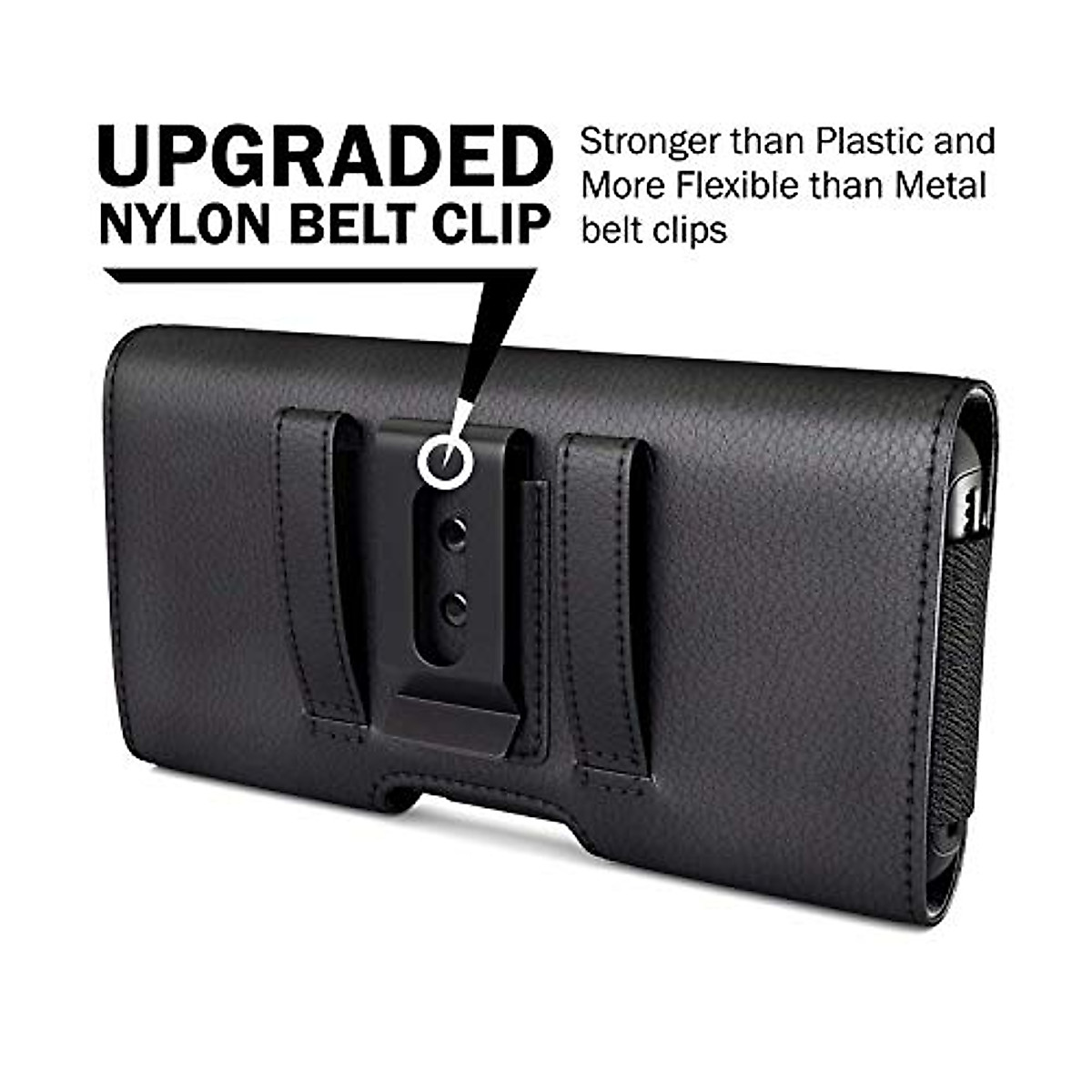 PiTau Holster for iPhone SE, iPhone 8, 7, 6s, 6, Premium Cell Phone Belt Holder Case with Belt Clip Loops ID Card Storage Carrying Pouch Cover (Fits Apple Phone with Otterbox Commuter Case on) Black