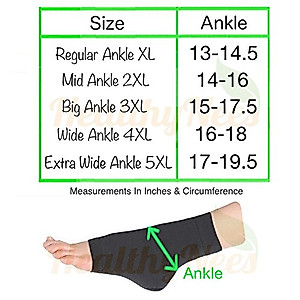 HealthyNees Extra Wide Ankle Big Feet 20-30 mmHg Compression Swelling Foot Pain Circulation Plus Size Sock Open Toe Sleeve (Black, Extra Wide Ankle 5XL)