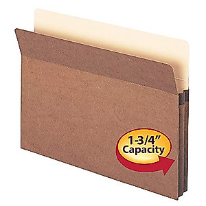 Smead File Pocket, Straight-Cut Tab, 1-3/4" Expansion, Letter Size, Redrope, 25 per Box (73214)
