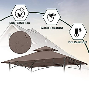 Grill Gazebo Replacement 5' x 8' Canopy Roof, Outdoor BBQ Gazebo Canopy Top Cover, Double Tired Grill Shelter Cover with Durable Polyester Fabric, Brown