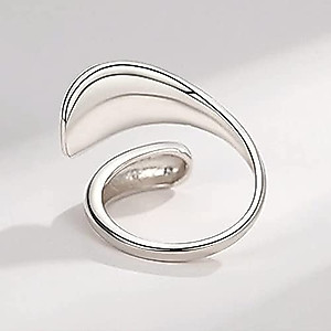 WPPHXY 925 Sterling Silver Rings Handmade Rings Adjustable Open Teardrop Rings Waterdrop Ring for Women Girls Color 1