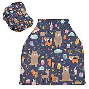Nursing Cover Breastfeeding Scarf Forest Animals - Baby Car Seat Covers, Stroller Cover, Carseat Canopy (801j)