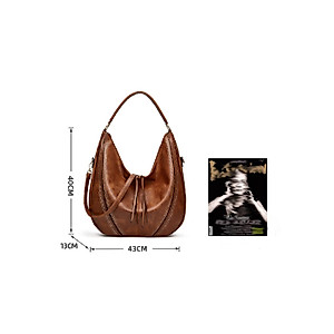 GJGJTER Women Vintage Hobo Shoulder Crossbody Bag Tote Handbag with Tassel Satchel 2pcs-Wine