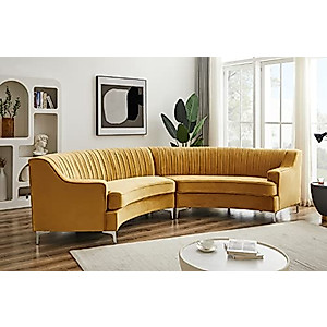 ERYE Contemporary Half-Moon Curved Symmetrical Modular Sectional Sofa for Living Room, 6 Toss Pillows Included, 140.94”Lx 41.73”Wx 33.46”H