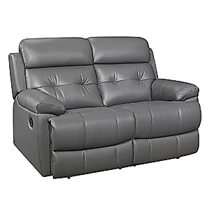 Lexicon Inkwood Wall-Hugger Manual Double Reclining Loveseat, Dark Gray