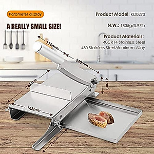 CGOLDENWALL Manual Meat Slicer Meat Bone Cutter Machine Chinese Medicine Jerky Slicer Rib Chicken Fish Frozen Meat Vegetables Deli Food Slicing Machine Home Cooking Use