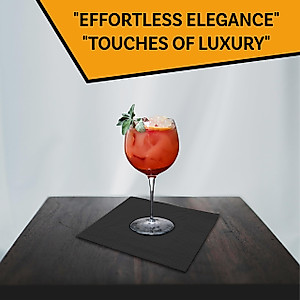 Perfectware - 2 Ply Black-200ct Perfect Stix 2 Ply Beverage Black Napkin-200 Paper Cocktail Beverage Napkin Black, 9.5" x 9.5" (Pack of 200)