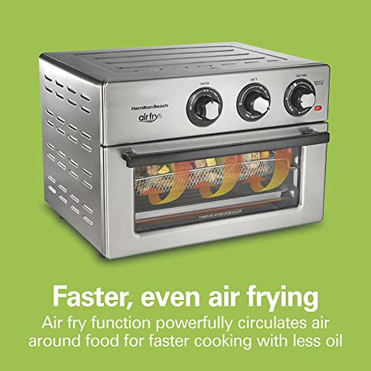 Hamilton Beach Air Fryer Countertop Toaster Oven, Includes Bake, Broil, and Toast, Fits 12” Pizza, 1800 Watts, 6 Cooking Modes, Stainless Steel