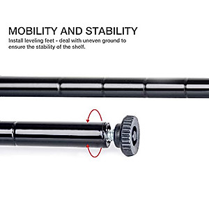 Isyunen 5 Tier Shelving Unit Adjustable Wire Shelves Organizer Shelf Rack Heavy Duty Storage Unit Black/Silver/White… (Black, 5 Tier)