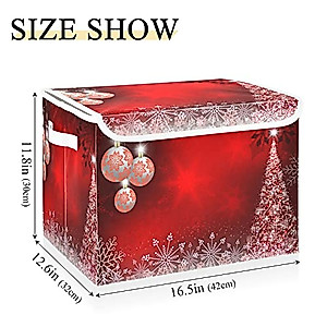 RunningBear Christmas Balls Snowflakes Large Storage Bins with Lid Collapsible Storage Bin Closet Organizers Foldable Fabric Storage Boxes for Clothes Toys Books
