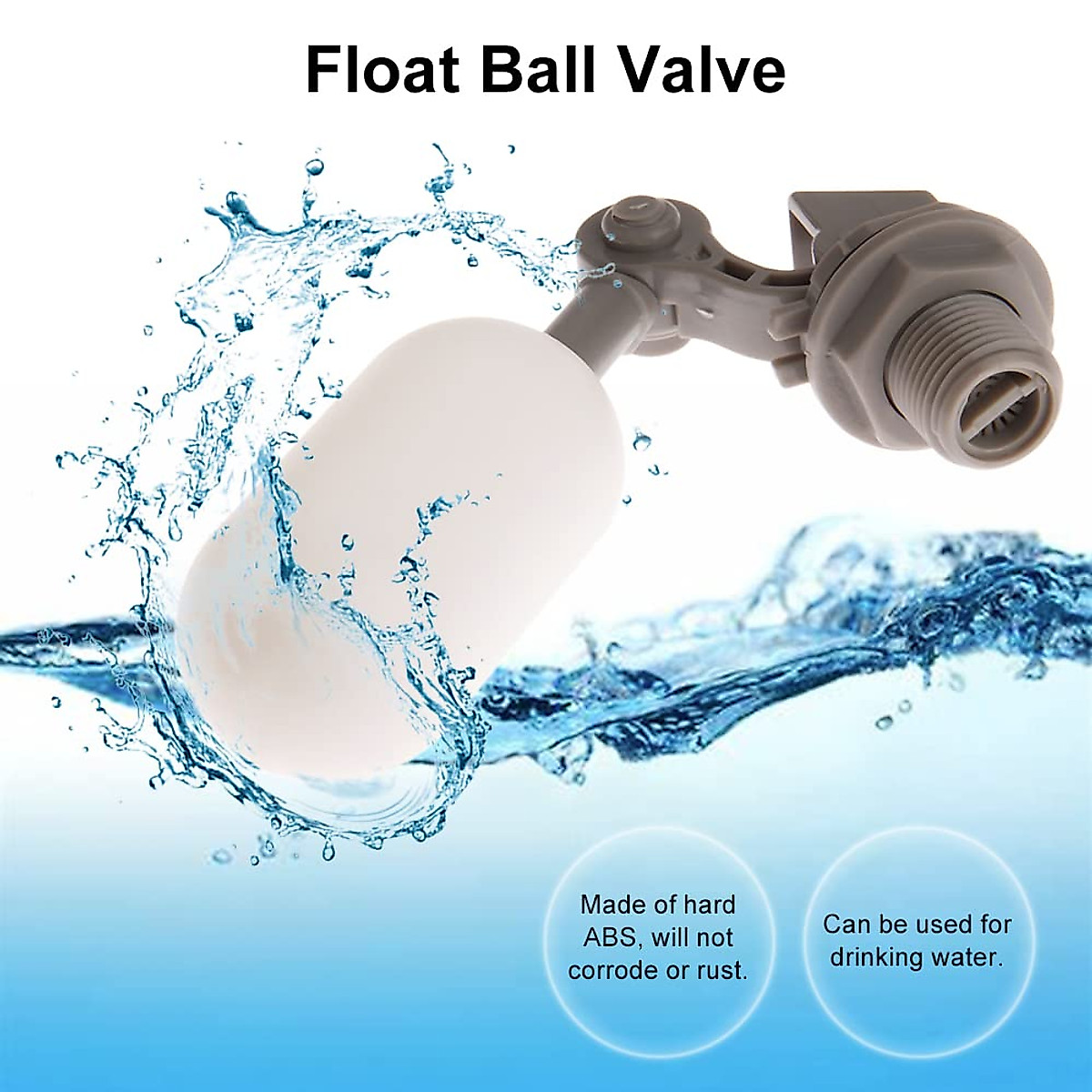 1/2" Float Ball Valve Automatic Fill Feed Humidifier Tank Pond Shut Off with Adjustable Arm for Ponds, Livestock Water Trough