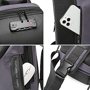 The Clownfish Unisex Waterproof Anti -Thief Password Zipper Lock Crossbody Bag With Usb Charging Chest Bag Shoulder Bag Sling Bag, Grey