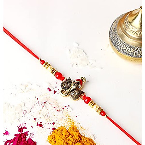spelerio Rakhi for Brother Bhai Men Small Bro Rakshabandhan Thread Ganesha Rakhis for Raksha Bandhan Pack of 2 - AE82