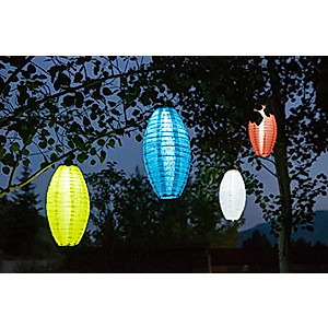 Allsop Home and Garden Soji Pod White, LED Outdoor Solar Lantern, Handmade with Weather-Resistant UV Rated Fabric, Stainless Steel Hardware, Chinese Style Light, 1-Count