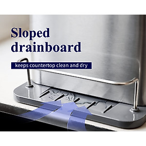 Kitsure Sponge Holder, Detachable Sink Caddy and Kitchen Sink Sponge Holder, Easy-to-Clean Sink Caddy Kitchen Sink Organizer, Stainless and Non-Slip Dish Brush Holder with A Refillable Soap Pump