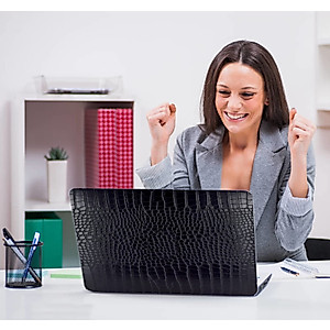 KEROM Compatible with Crocodile MacBook Air 13 inch Case 2022-2018 M1 A2337 A2179 A1932, Crocodile MacBook Air M1 Case, Crocodile Skin Aligator Skin PU Leather Hard Shell & Keyboard Cover, Black