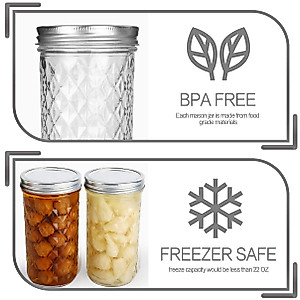 VERONES Wide Mouth Mason Jars 16oz, 12 Pack 16 oz Wide Mouth Mason Jars with Lids and Bands, Ideal for Jam, Honey, Wedding Favors, Shower Favors