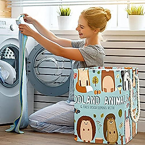 Laundry Basket Foldable Laundry Hamper With Handles Detachable Storage Bin, Bathroom Organizer, Children Toy Bins Cute Animals
