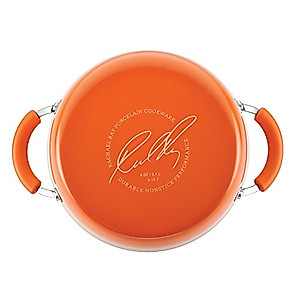Rachael Ray Brights Nonstick Stock Pot/Stockpot with Lid - 6 Quart, Orange