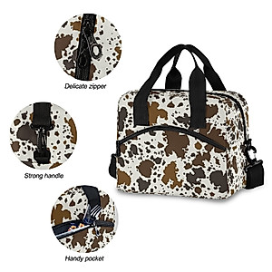 Moudou Cow Lunch Bag Reusable Insulated Cooler Lunch Tote Bag with Adjustable Shoulder Strap for Office Work School Picnic Travel