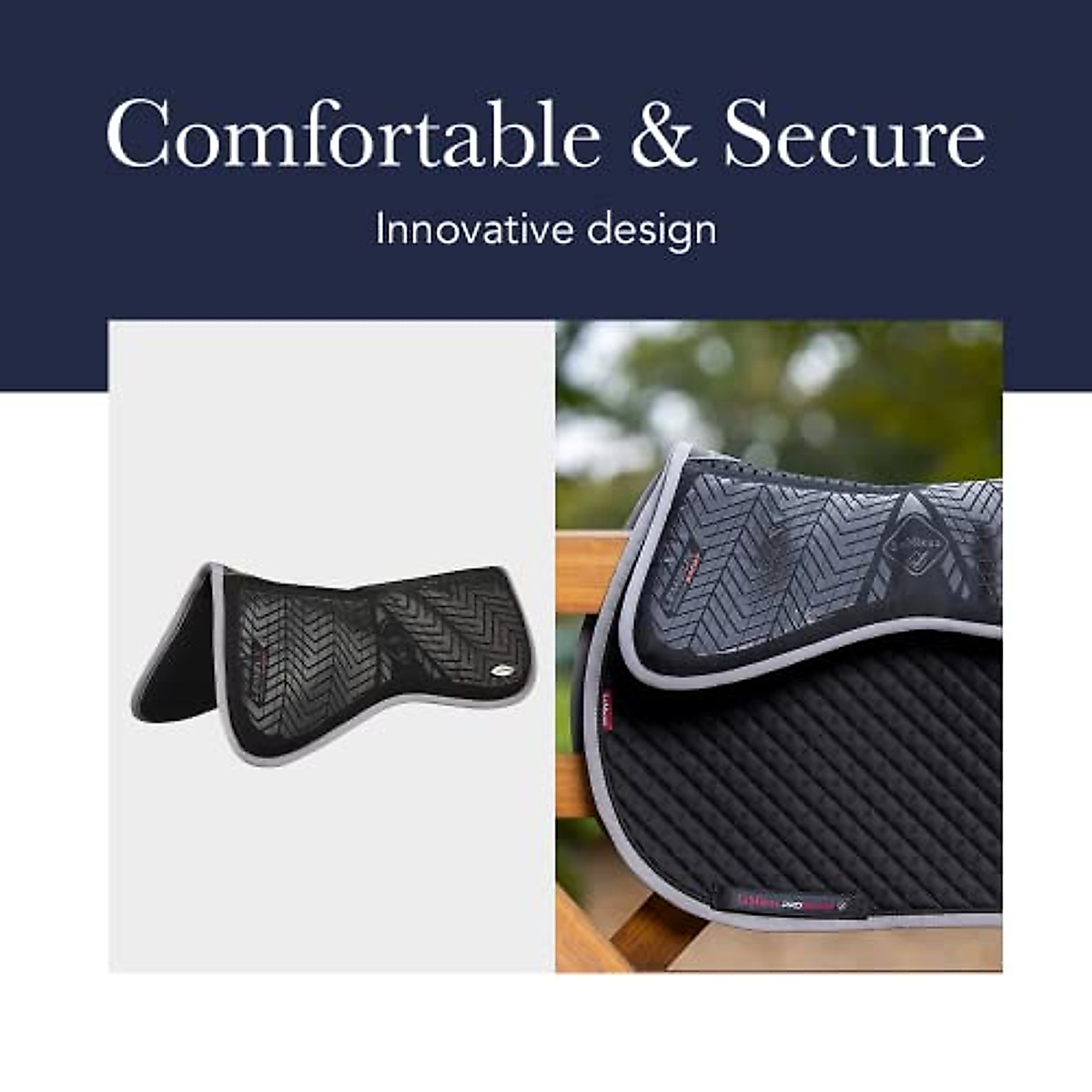 LeMieux Wither Free Half Saddle Pad - English Saddle Pads for Horses - Equestrian Riding Equipment and Accessories (Navy - Large)