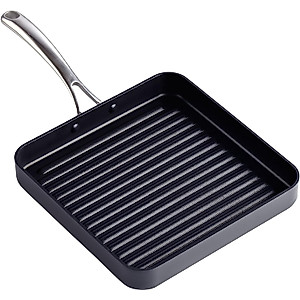 Cooks Standard Nonstick Square Grill Pan 11 x 11-Inch, Hard Anodized Grilling Skillet Pan Cookware for Camping, Home Use