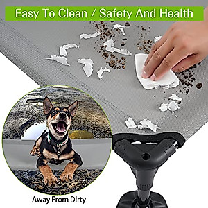 Large Elevated Dog Bed, Portable Raised Pet Cot, Chew Proof Dog Bed Platform with Adjustable Anti-Slip Feet, Waterproof Pet Bed, Breathable Mesh Large Dog Beds Great for Outdoor & Indoor