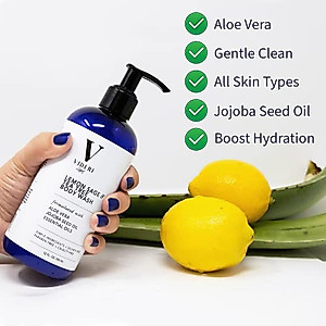 Videri Lemon Sage & Tea Tree Body Wash - Essential Oils, Aloe Vera & Jojoba - Antioxidant Rich, Gentle on Skin & Fresh Citrus Scent - Cruelty, Sulfate & Paraben Free, Vegan, Large 12 fl oz